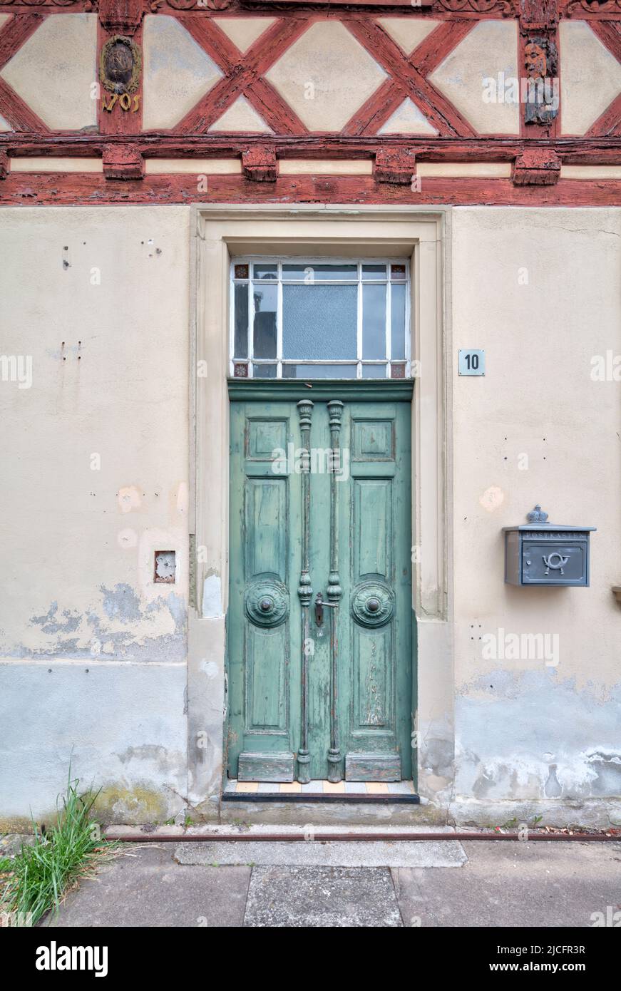 front door, entrance, half-timbering, house facade, spring, Königsberg ...