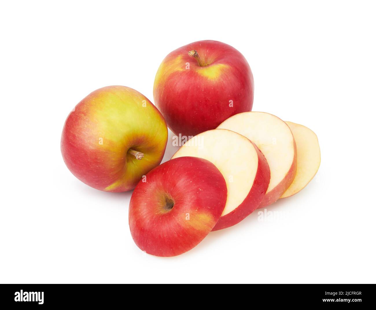 Parts of red apple isolated on white background Stock Photo - Alamy