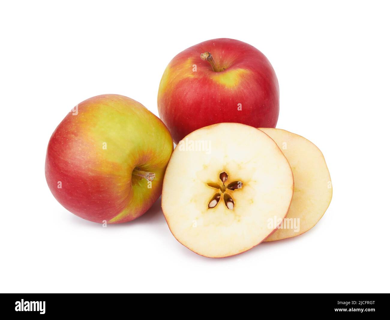 Parts of red apple isolated on white background Stock Photo - Alamy