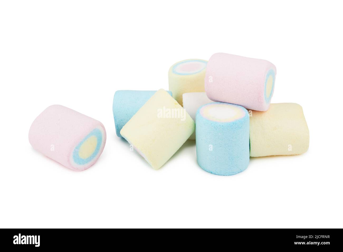 Marshmallows of different colors isolated on white background Stock ...