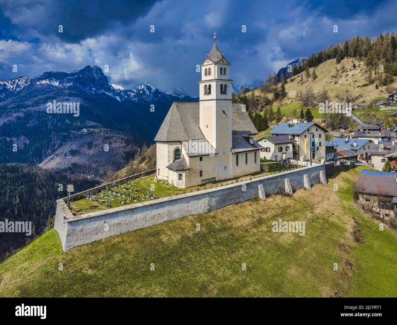 Italy, Veneto, Belluno provice, the alpine village of Colle Santa Lucia ...