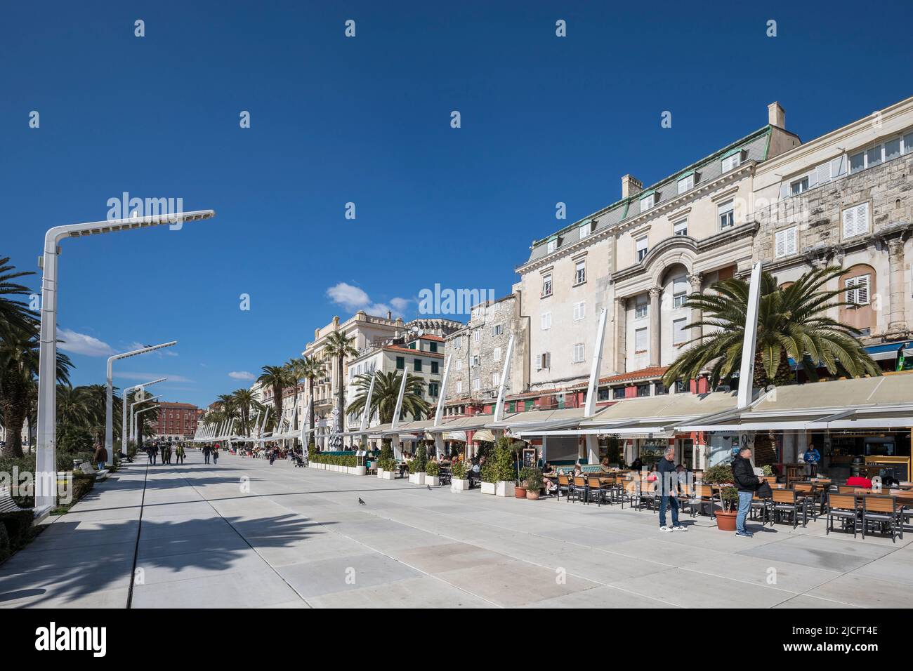 City promenade Riva in front of the picturesque old town, Split, Split ...