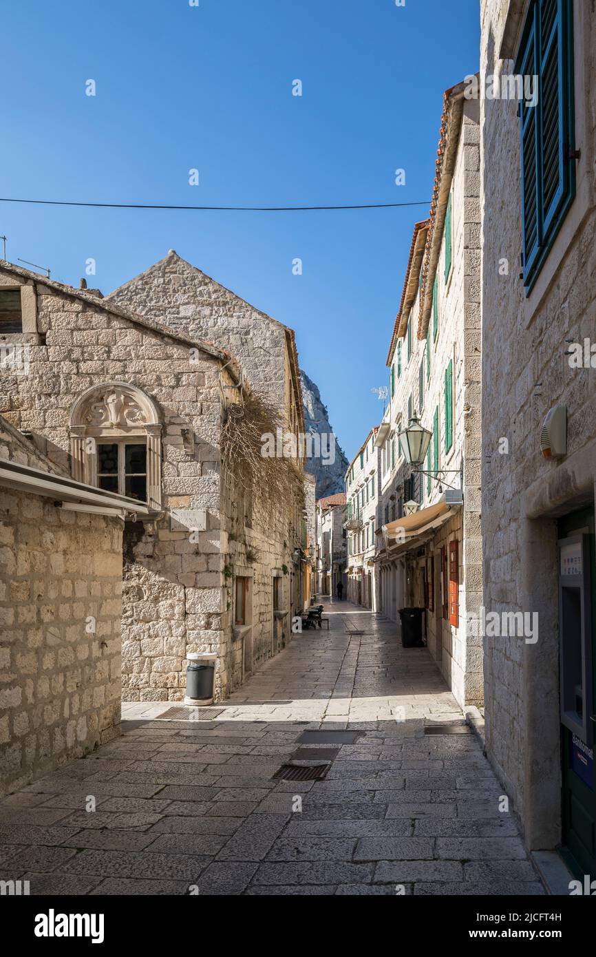 Alley in the old town of Omis, Split-Dalmatia County, Dalmatia, Croatia ...