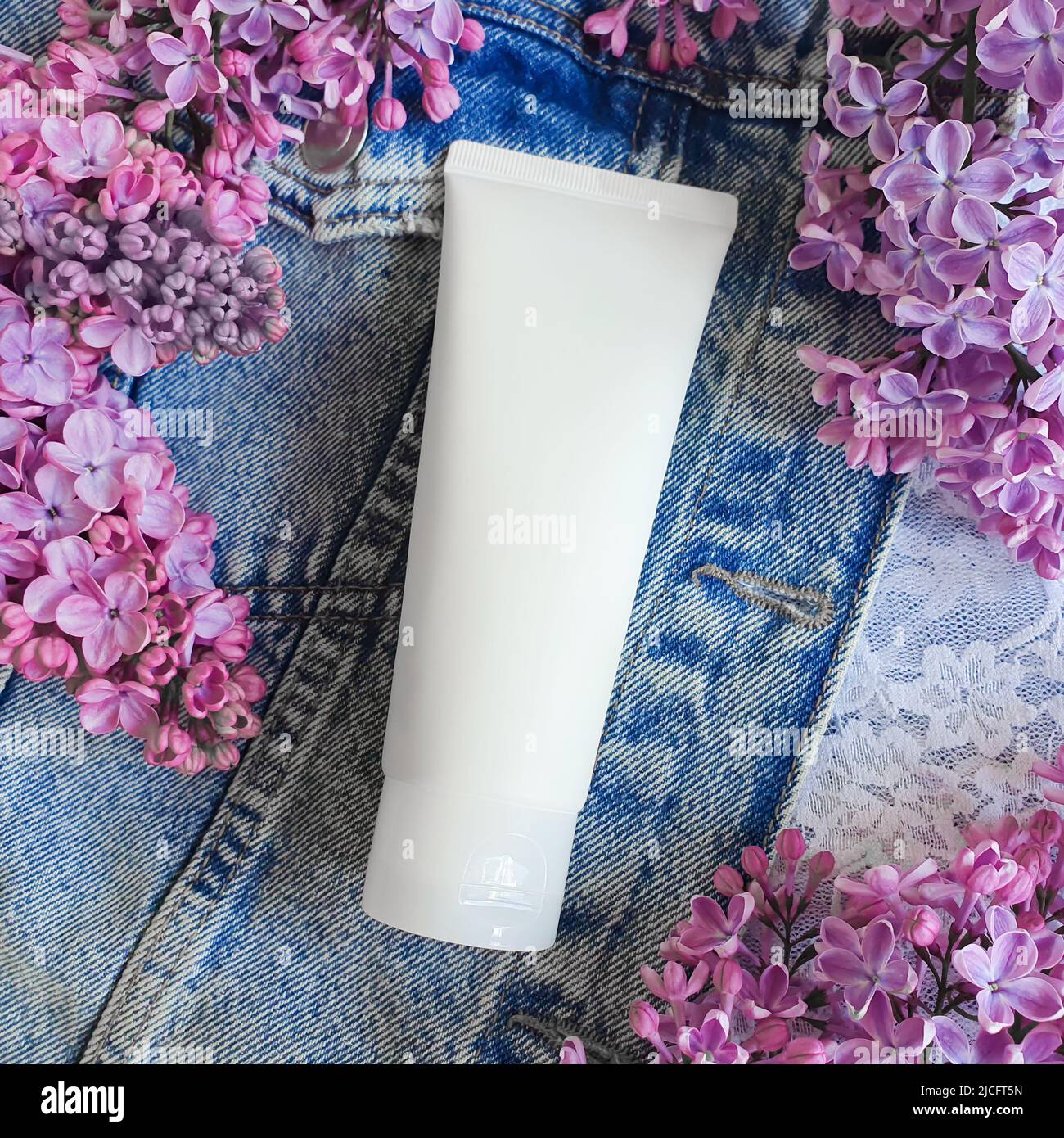 Mockup of white squeeze bottle plastic tube for branding - cream, gel ...