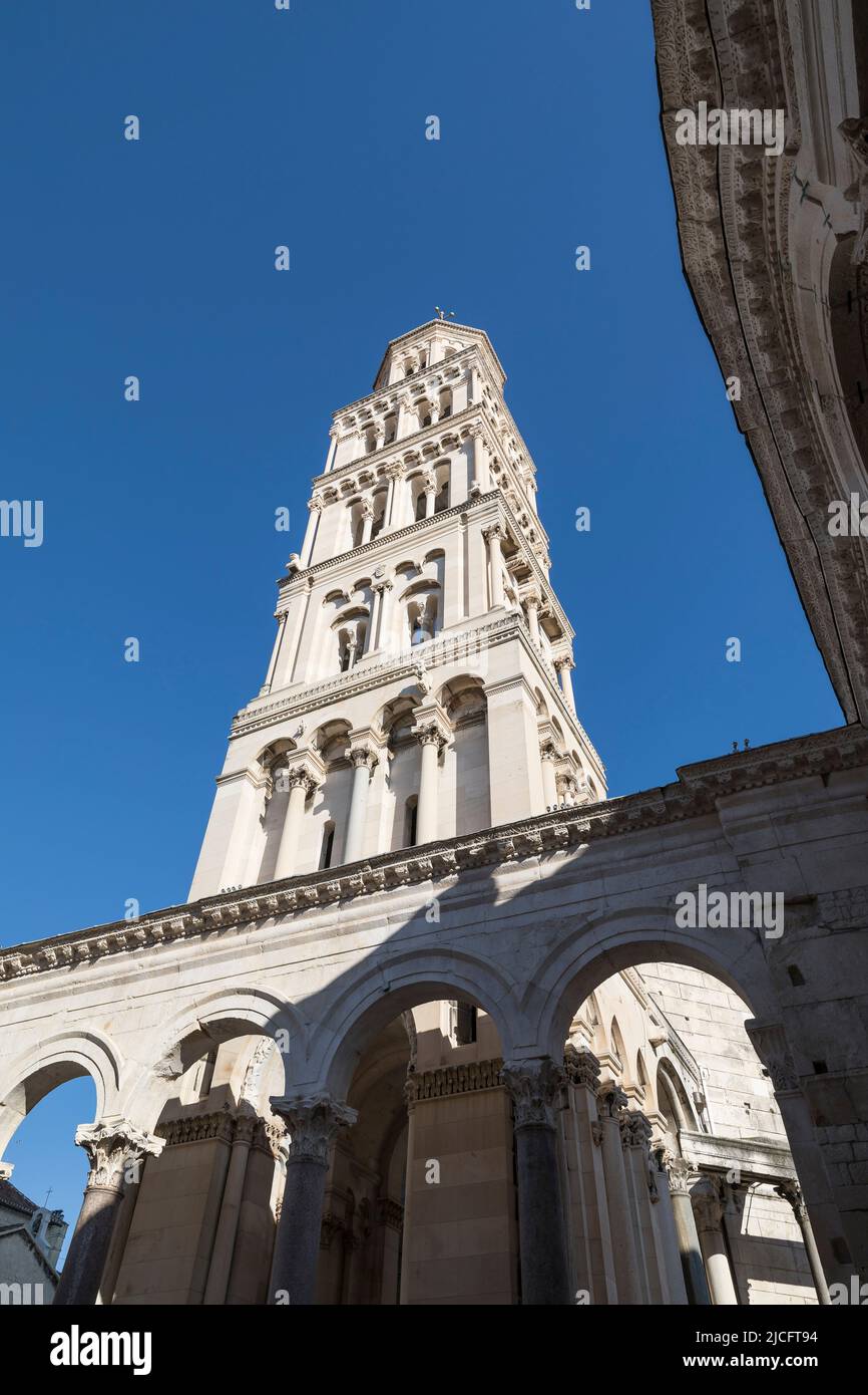 Bell tower of the Cathedral of St. Domnius in Diocletian's Palace, in ...
