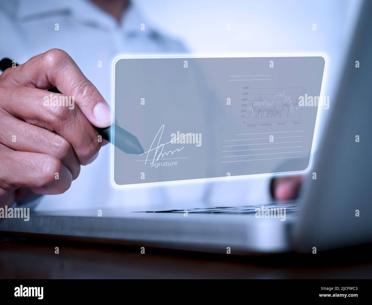 Signing for delivery on electronic device hi-res stock photography and ...