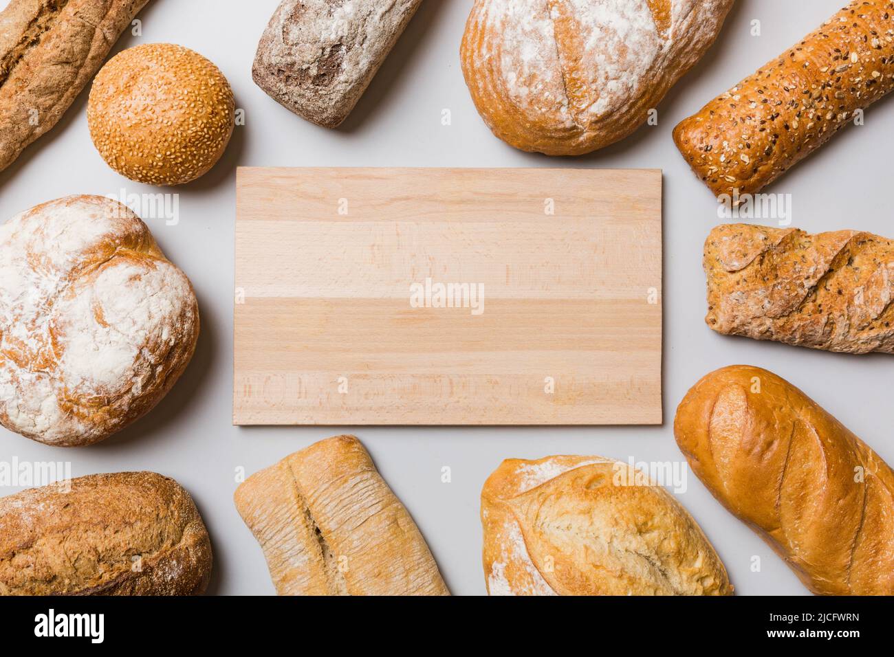 Minimalist wooden cutting board blank mockup on background of Types of ...