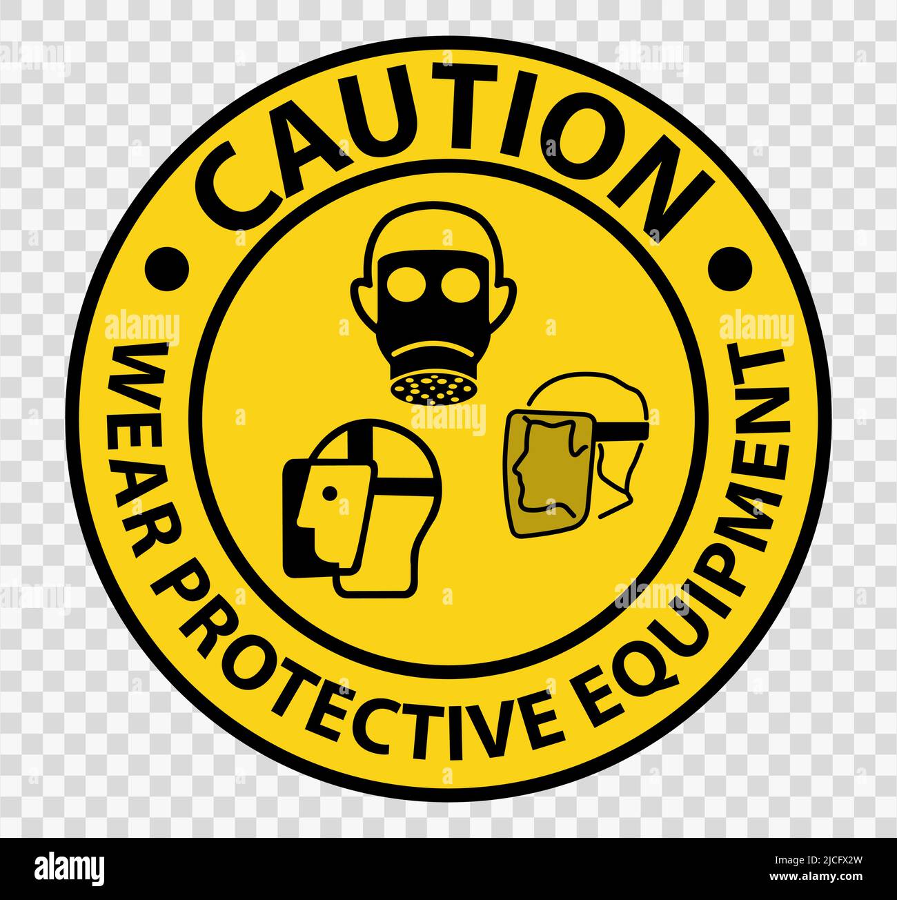 Set caution wear protective equipment isolate on transparent background ...