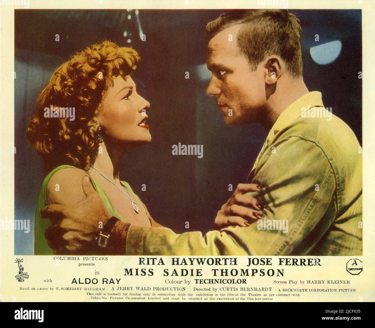 RITA HAYWORTH and ALDO RAY in MISS SADIE THOMPSON 1953 director CURTIS ...