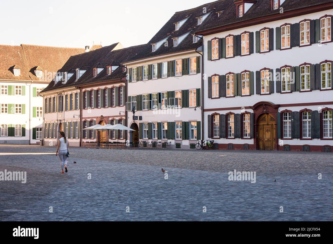 Switzerland, Basel, old town, Münsterplatz, medieval cathedral houses ...