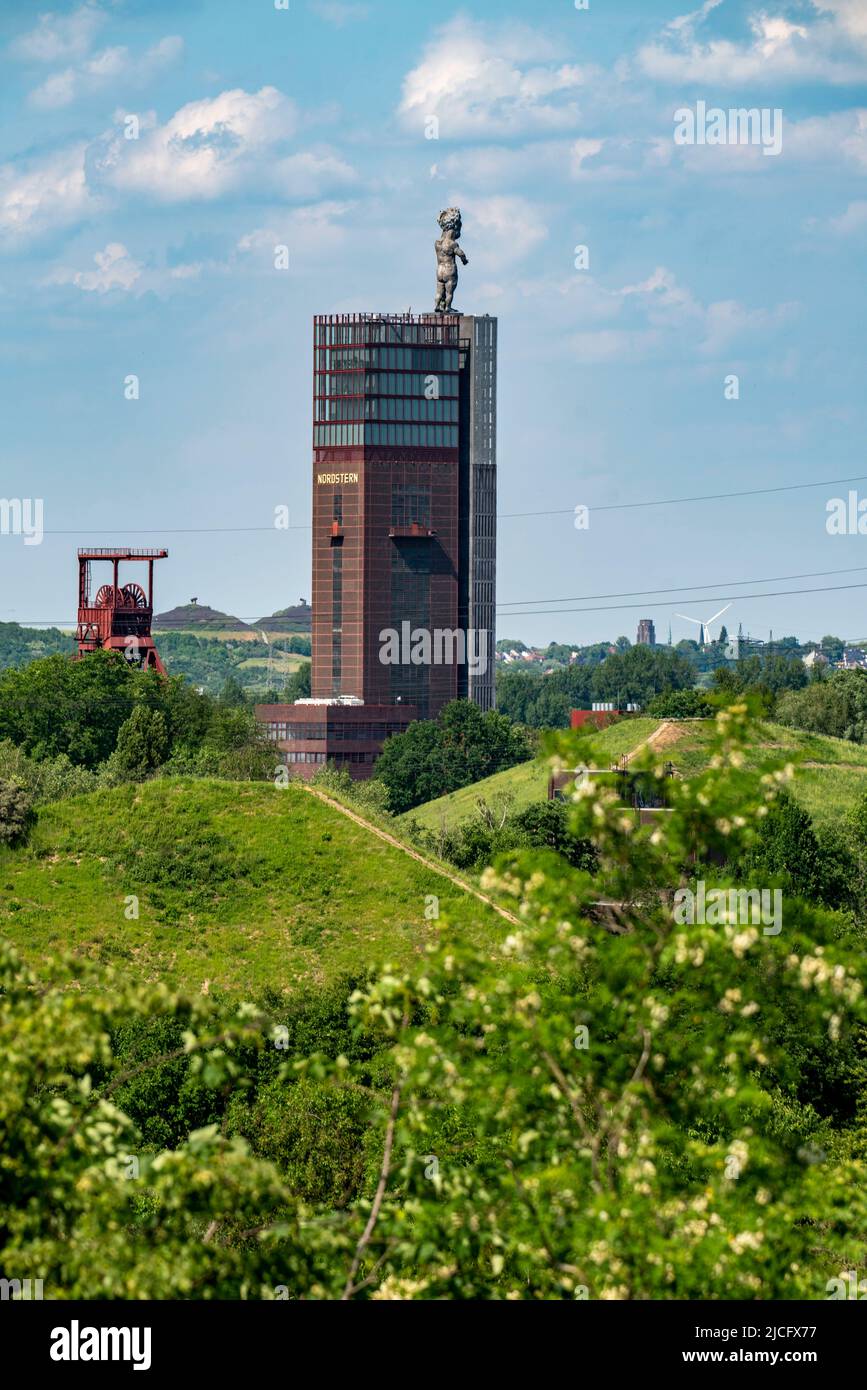 The Nordsternpark, former Nordstern colliery site, winding tower ...