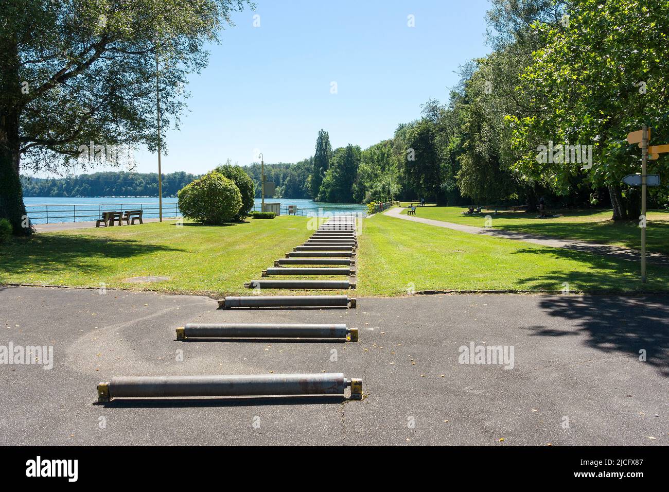 Germany - Switzerland border, Rhine cycle path, Ryburg-Schwörstadt ...