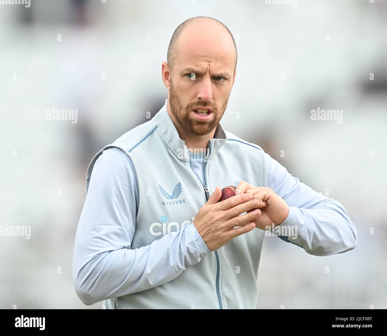 Jack Leach of England during the warmup session Stock Photo - Alamy