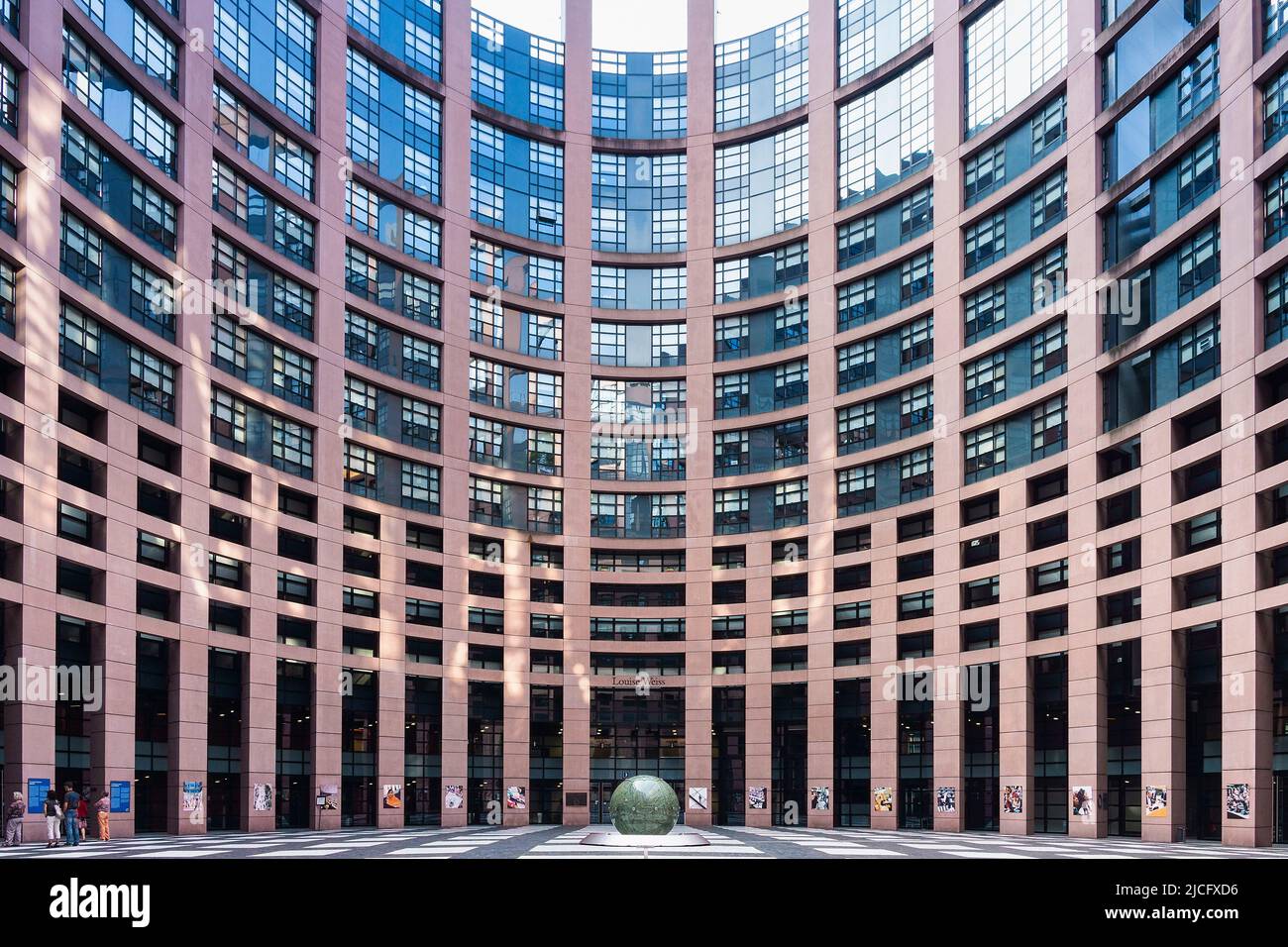 France, Alsace, European Parliament, Louise Weiss building, courtyard ...