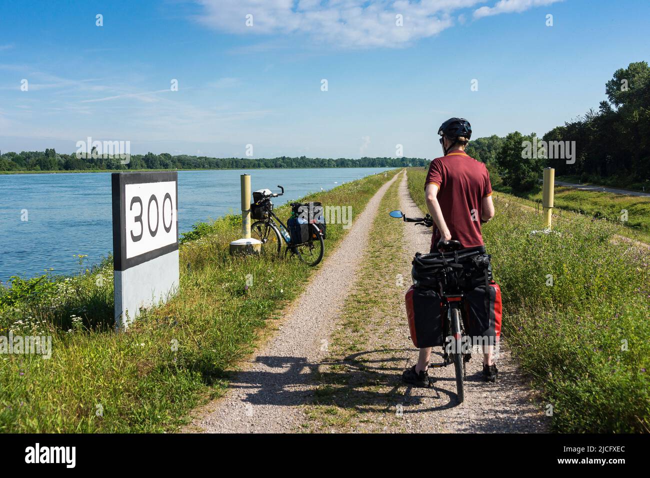 Germany, Baden-Wuerttemberg, Rhine cycle path, Rhine kilometer 300 ...
