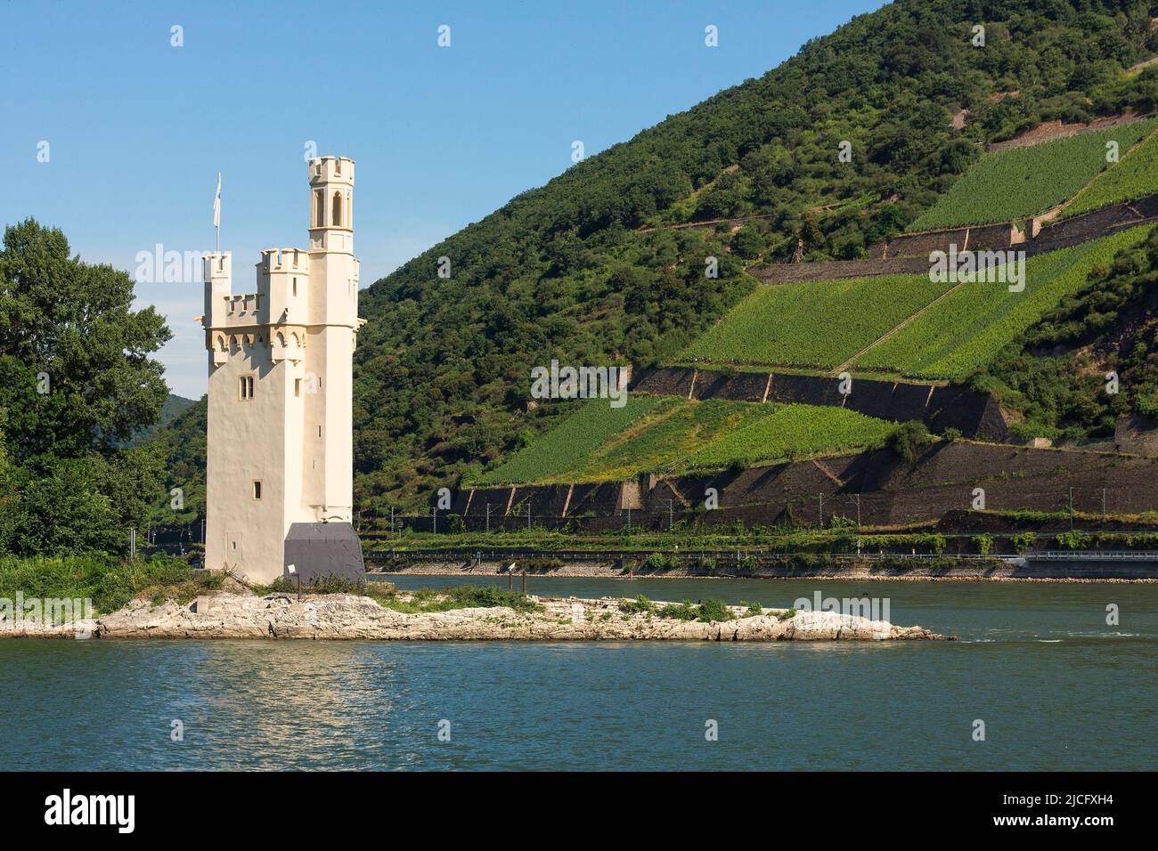 Germany, Rhine, Binger Loch, Mäuseturm, part of the Unesco World ...