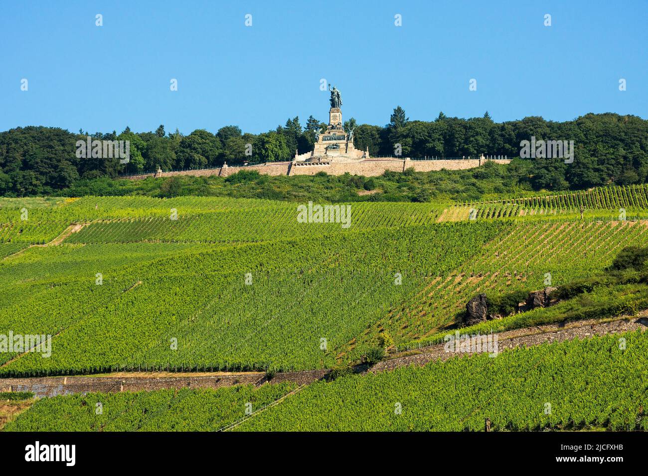 Germany, Hesse, Rheingau, Rüdesheim, Niederwalddenkmal, Germania ...