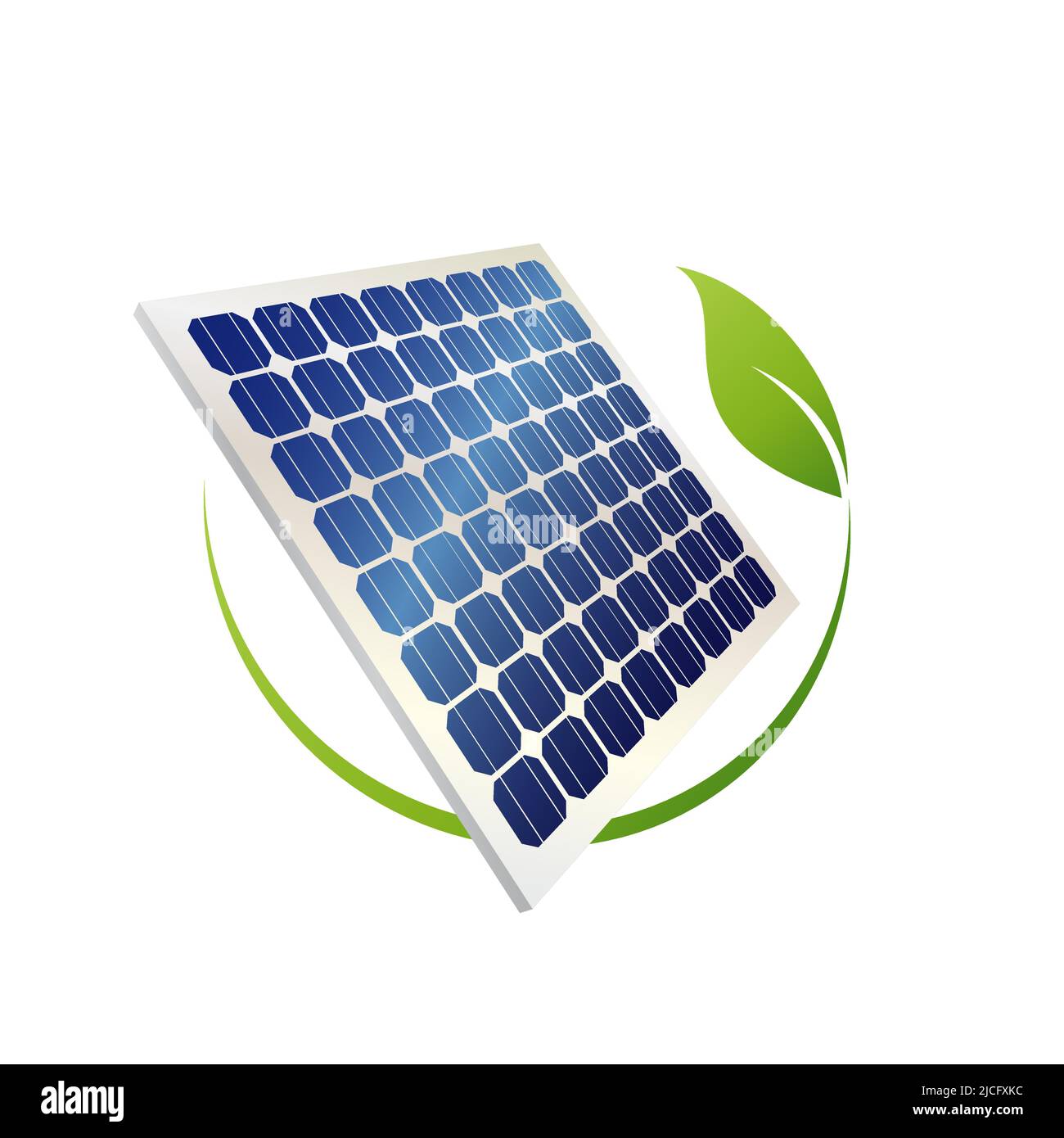 Solar panel among the leaves of a plant. Round vector logo Stock Vector ...