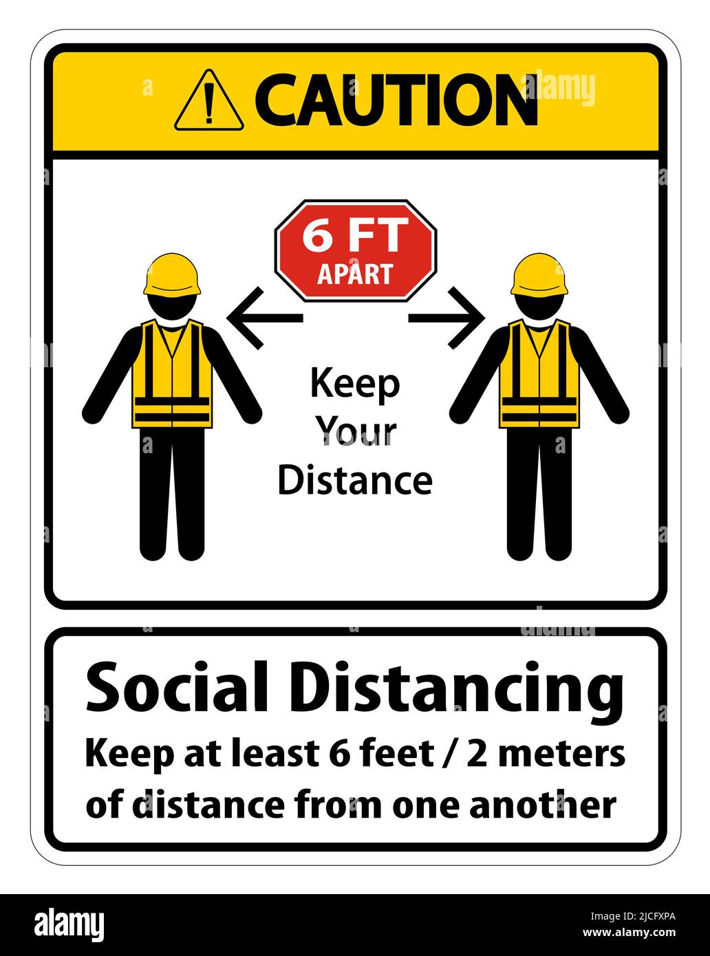 Caution Social Distancing Construction Sign Isolate On White Background ...