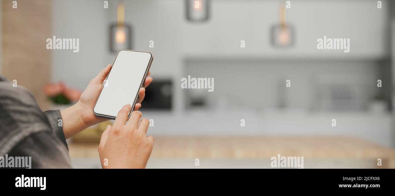 A mockup screen of a smart mobile phone or cellphone white blank screen ...