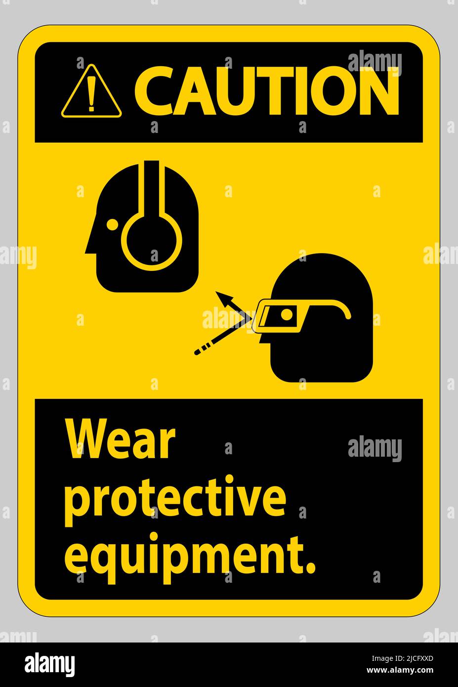 Caution Sign Wear Protective Equipment With Goggles And Glasses
