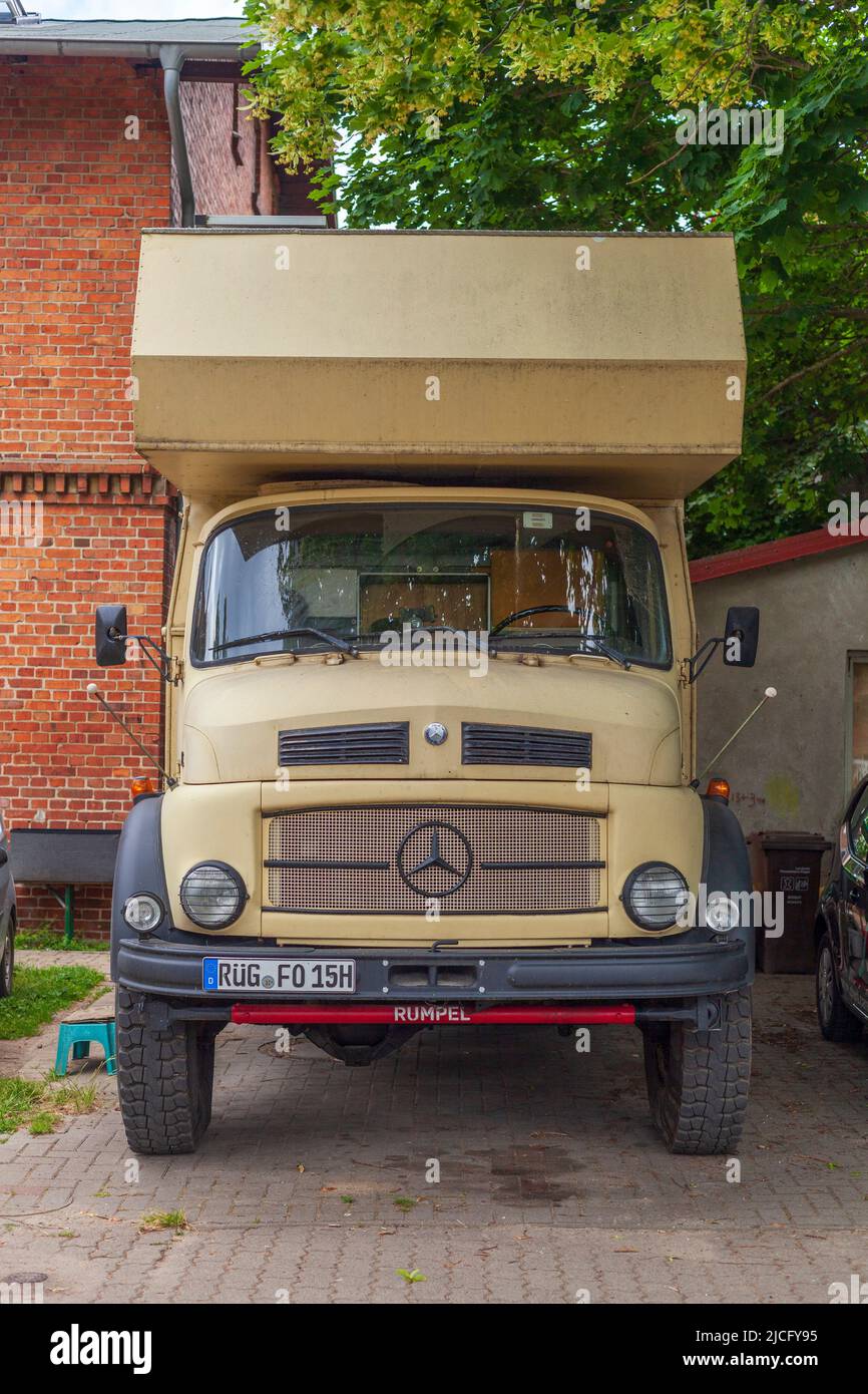 Mercedes truck, classic car, Lauterbach, Rügen, Mecklenburg-Western ...