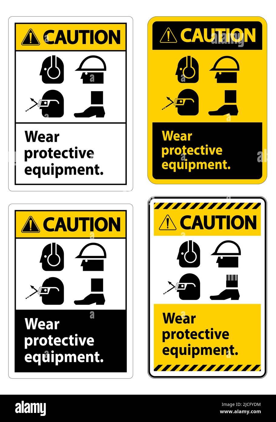 Caution Sign Wear Protective Equipment,With PPE Symbols on White ...