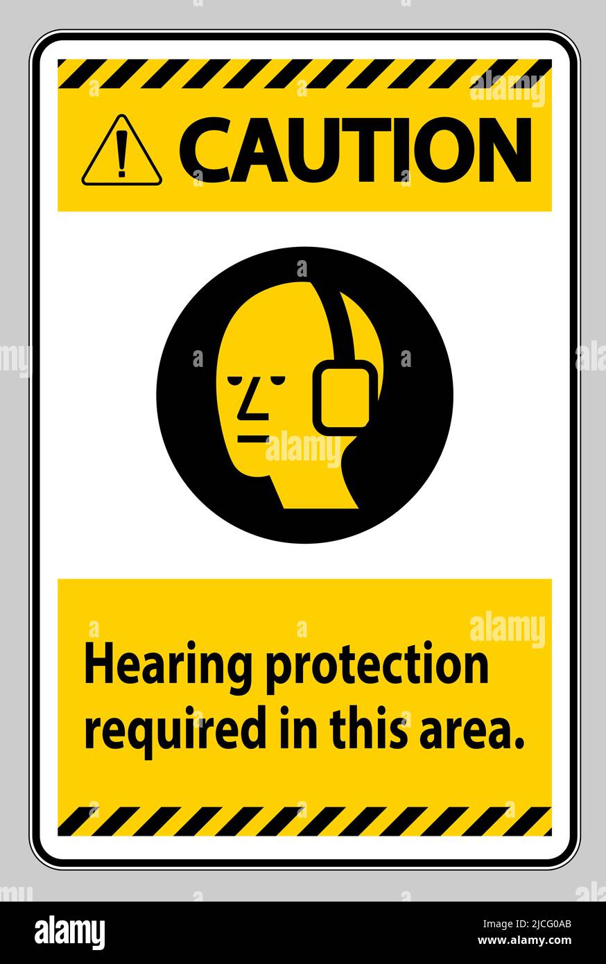 Caution PPE Sign Hearing Protection Required In This Area with Symbol ...