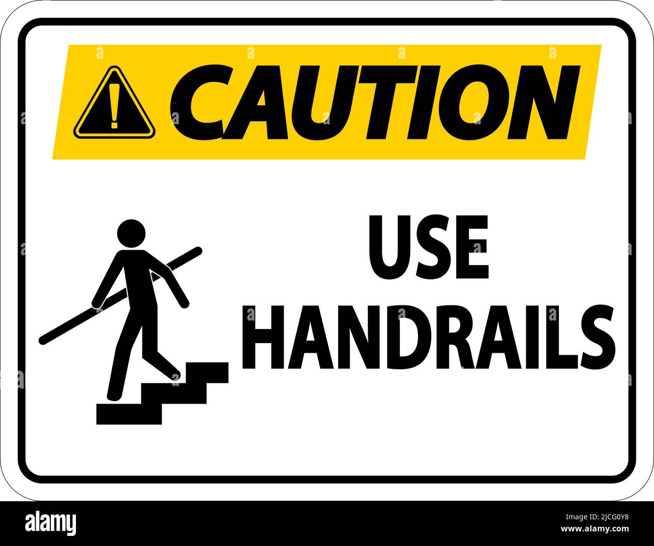 Caution Use Handrail Sign On White Background Stock Vector Image & Art ...