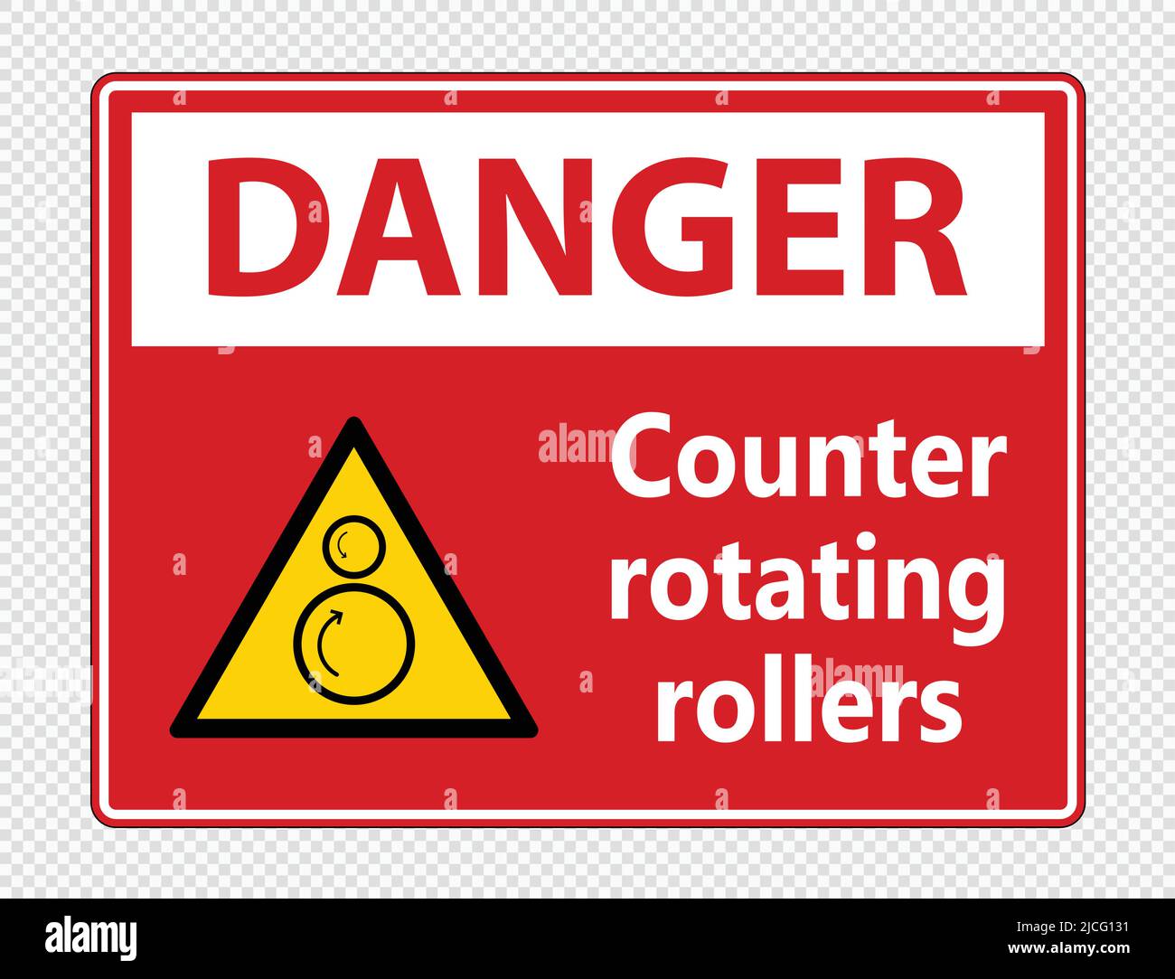 Danger counter rotating rollers sign on transparent background,vector ...