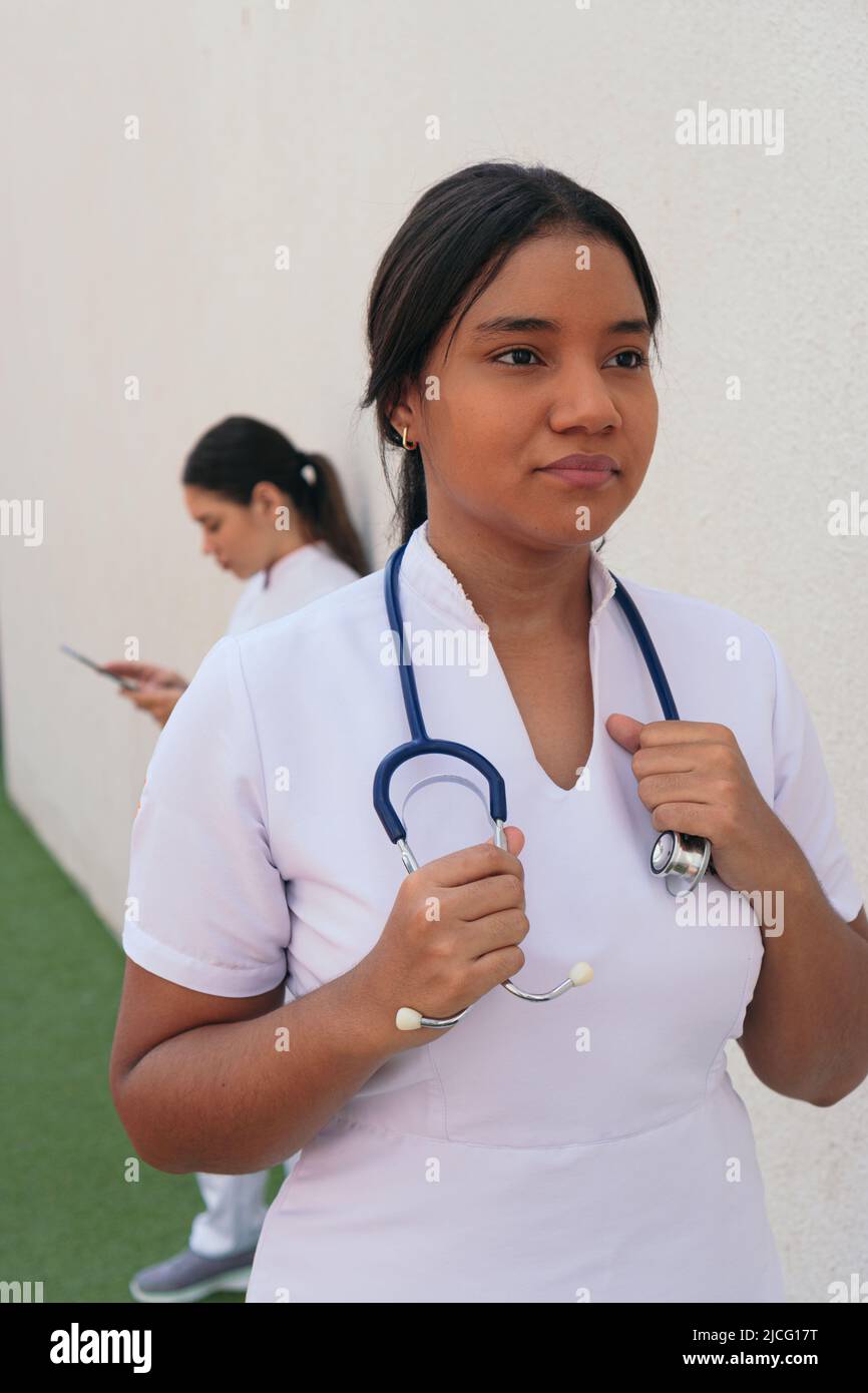Serious nurse with stethoscope at the hospital Stock Photo - Alamy