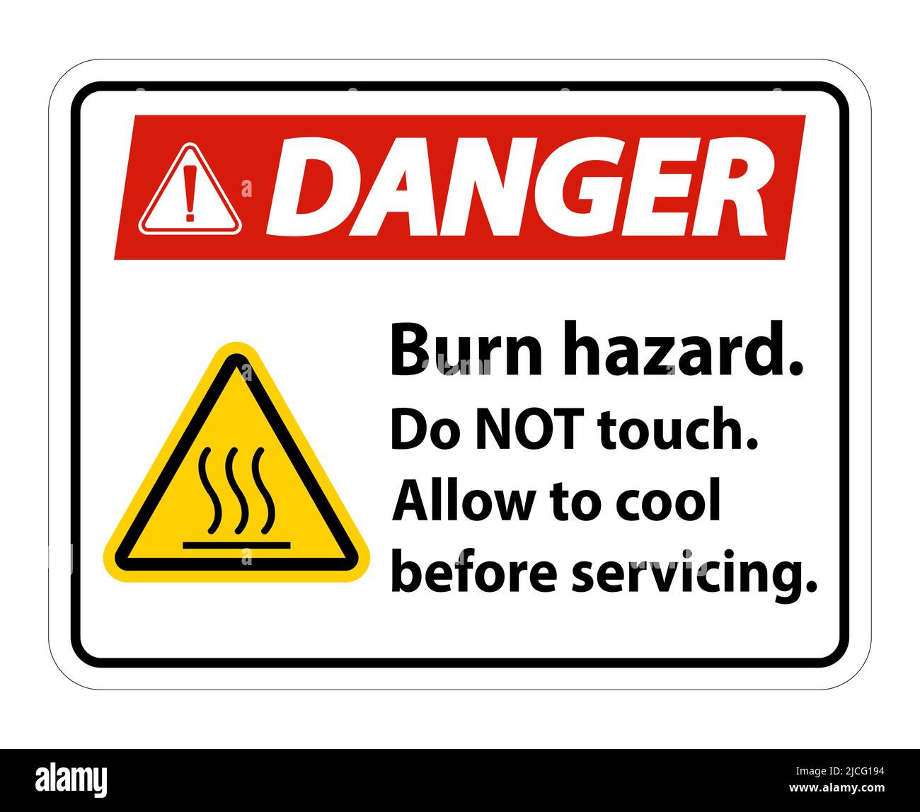 Danger Burn hazard safety,Do not touch label Sign on white background ...