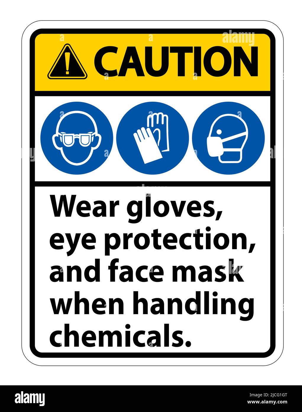 Caution Wear Gloves, Eye Protection, And Face Mask Sign Isolate On ...
