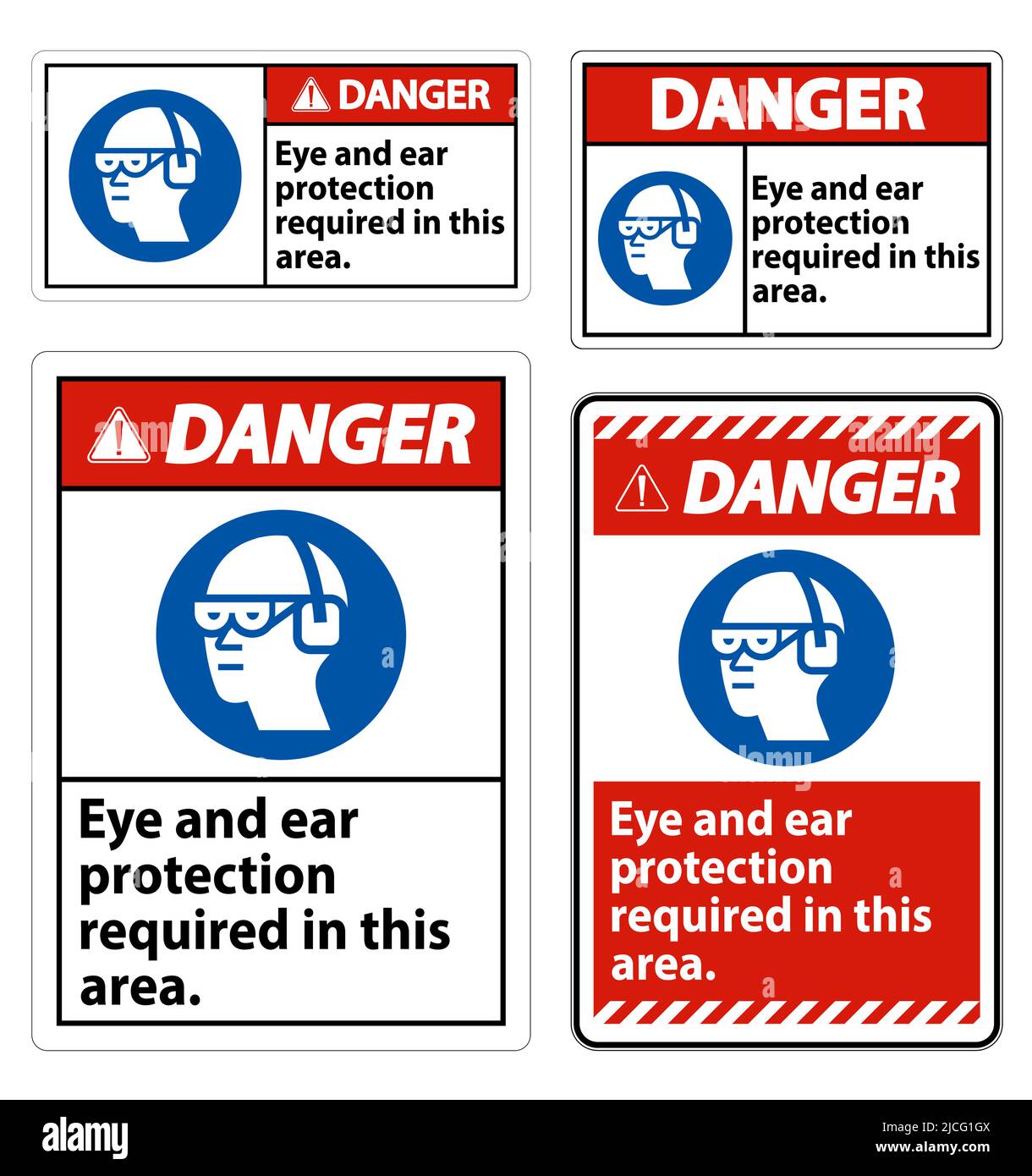Danger ear protection required sign hi-res stock photography and images ...