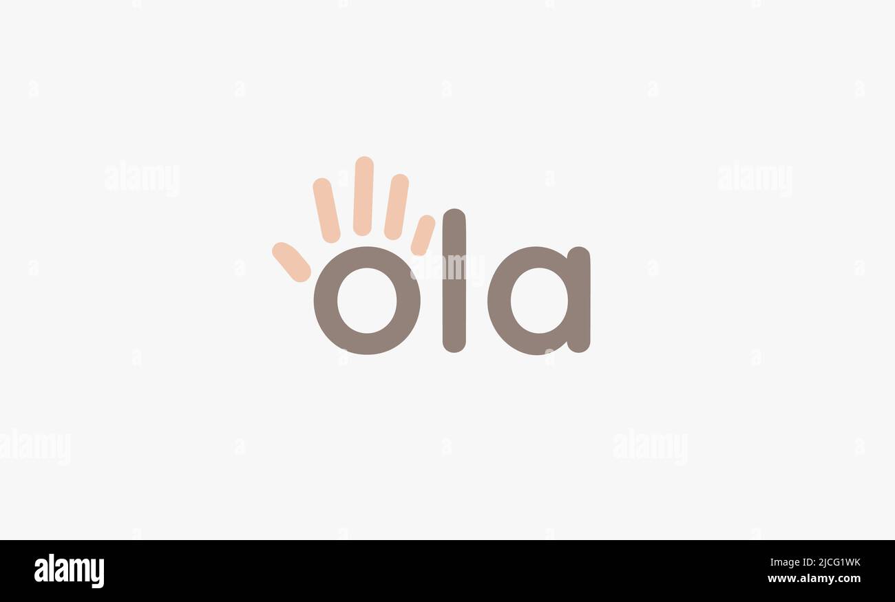 Ola letters with hand logo template, palm vector logo concept for ...