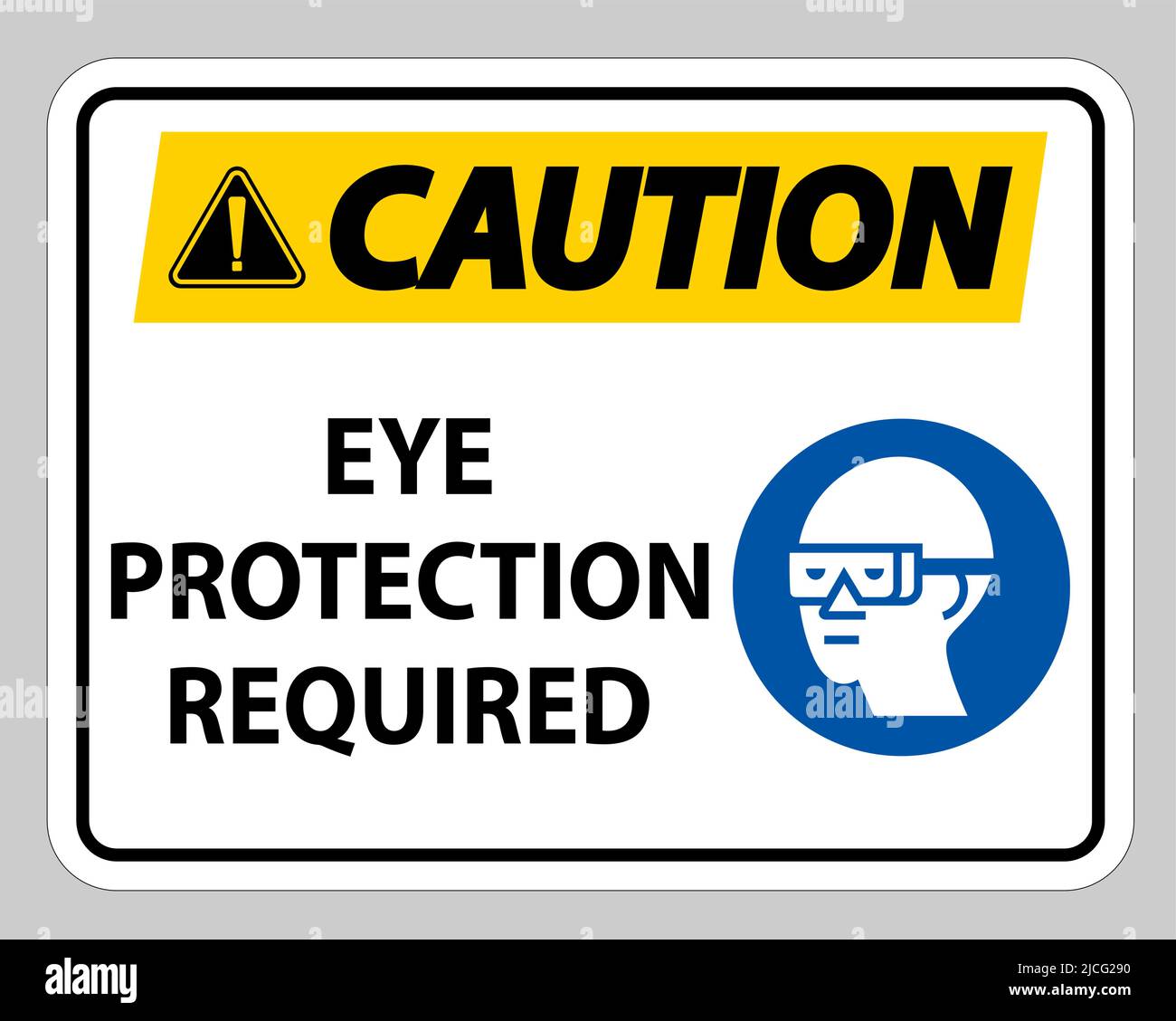 Caution sign Eye Protection Required on white background Stock Vector ...
