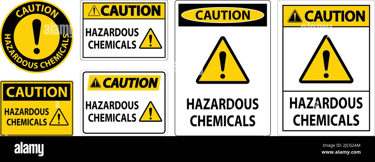 Caution Hazardous Chemicals Sign On White Background Stock Vector Image ...