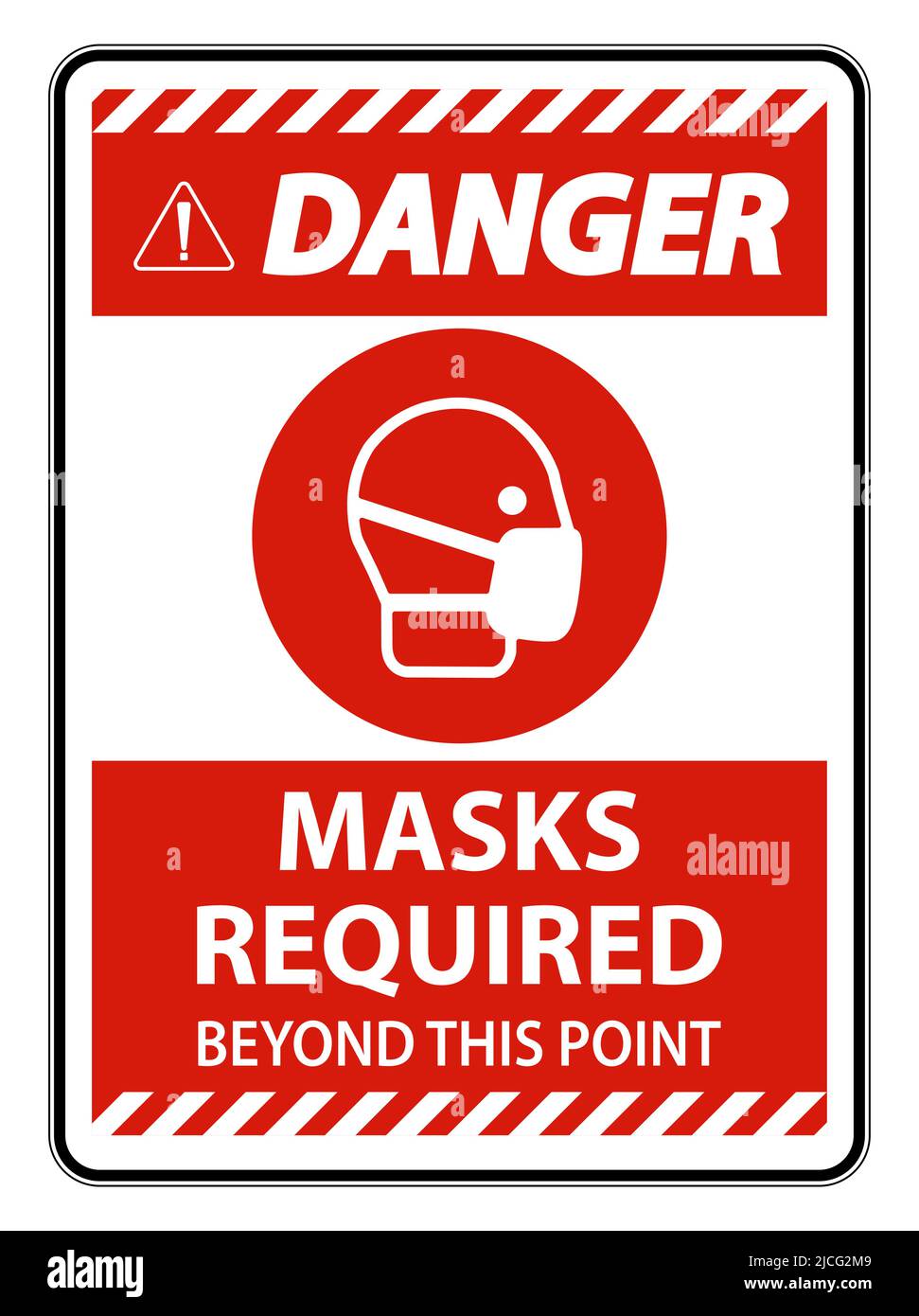 Danger Masks Required Beyond This Point Sign Isolate On White ...