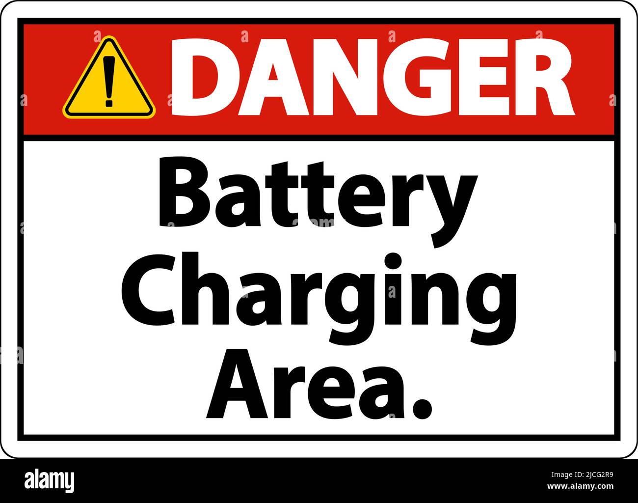 Danger Battery Charging Area Sign On White Background Stock Vector ...