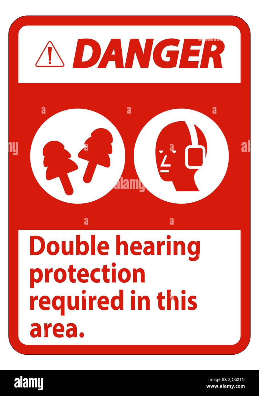 Danger Sign Double Hearing Protection Required In This Area With Ear ...