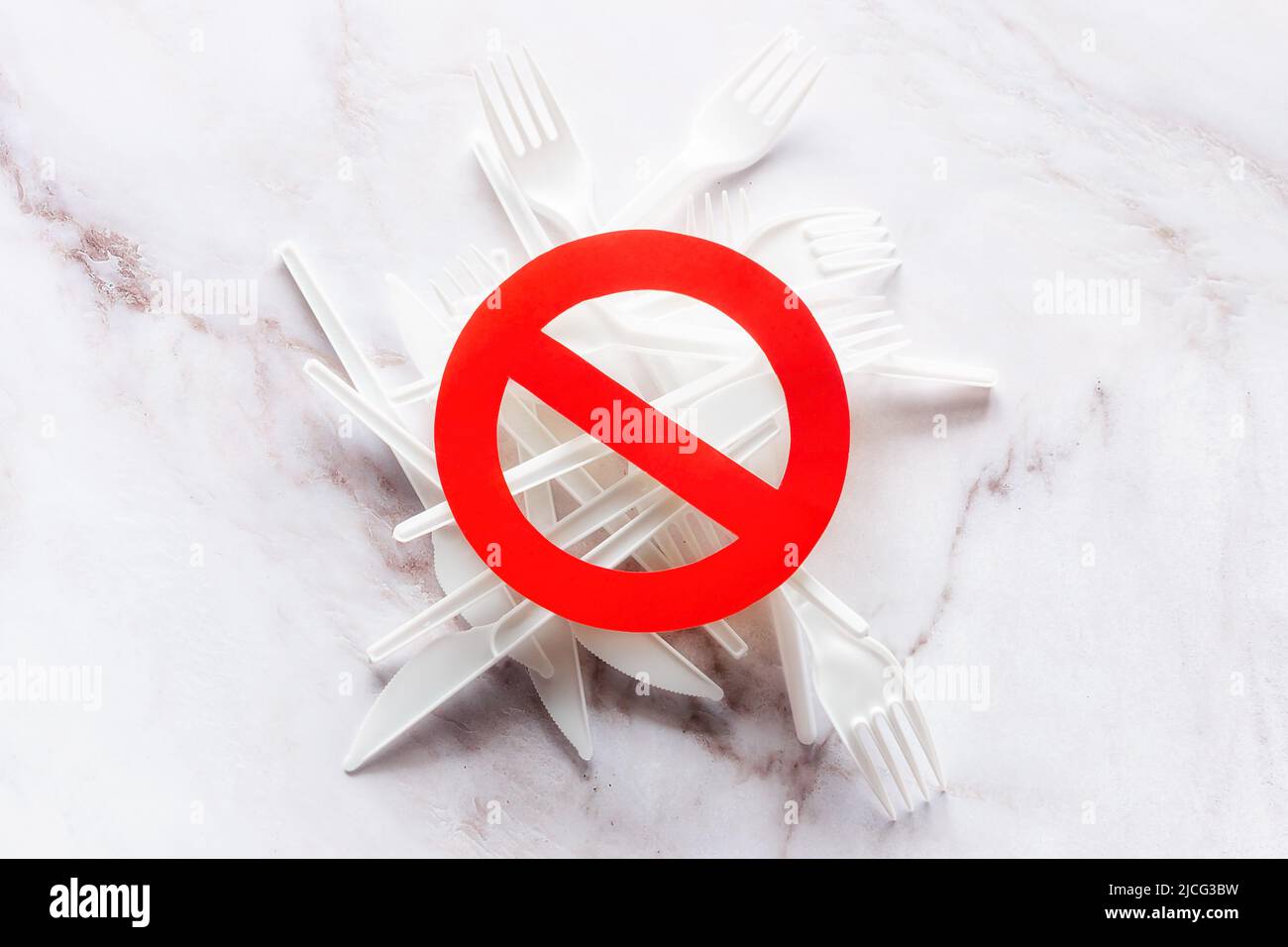 stop sign, ban on disposable plastic tableware concept stop plastic ...