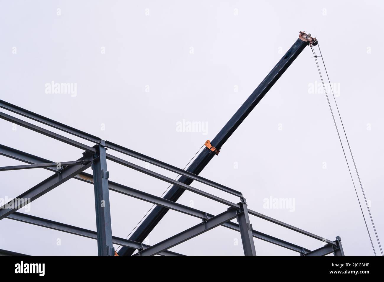 construction structure made of steel metal trusses. metal frame Stock ...