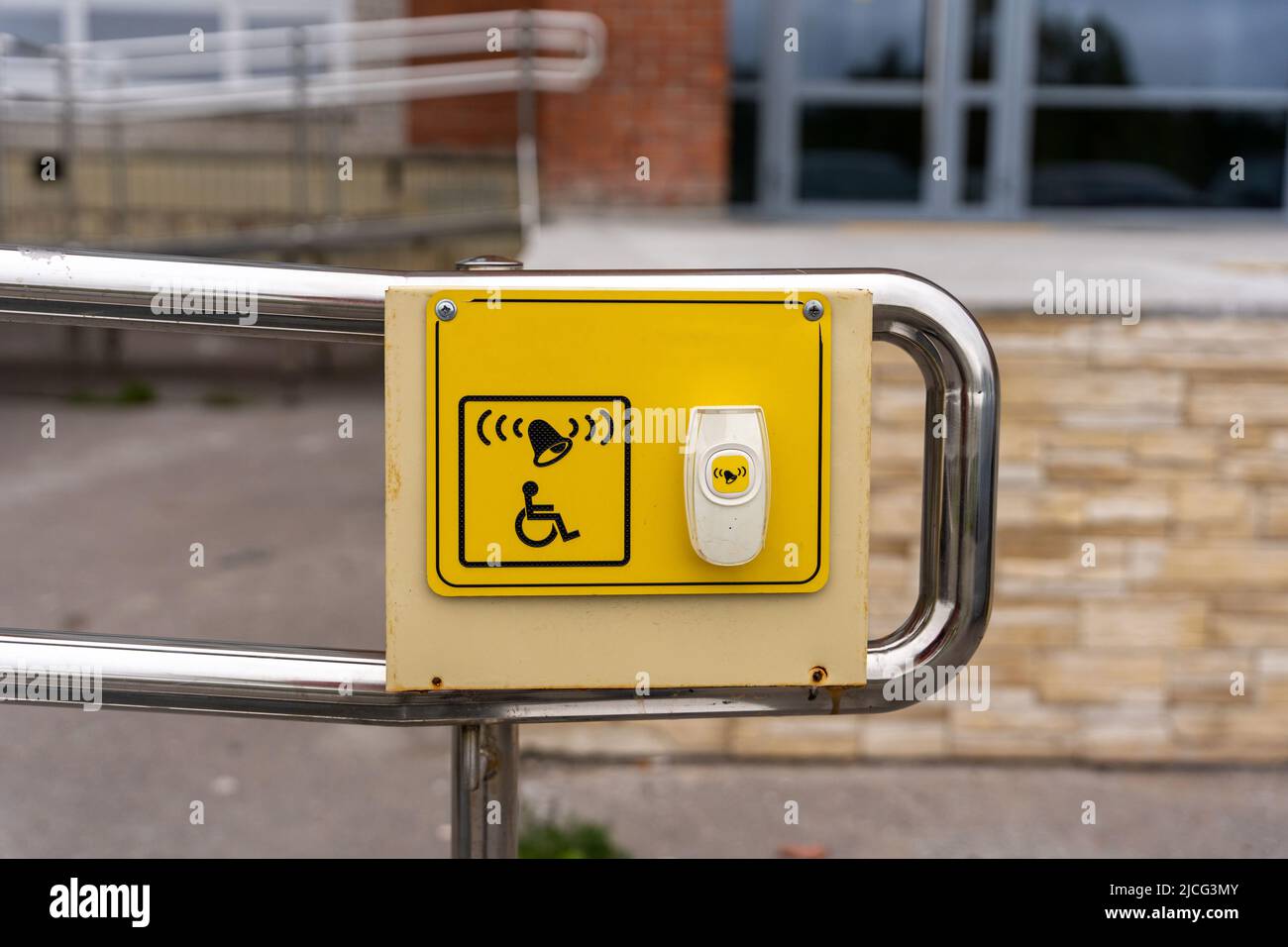 disabled assistance call button near the ramp Stock Photo - Alamy