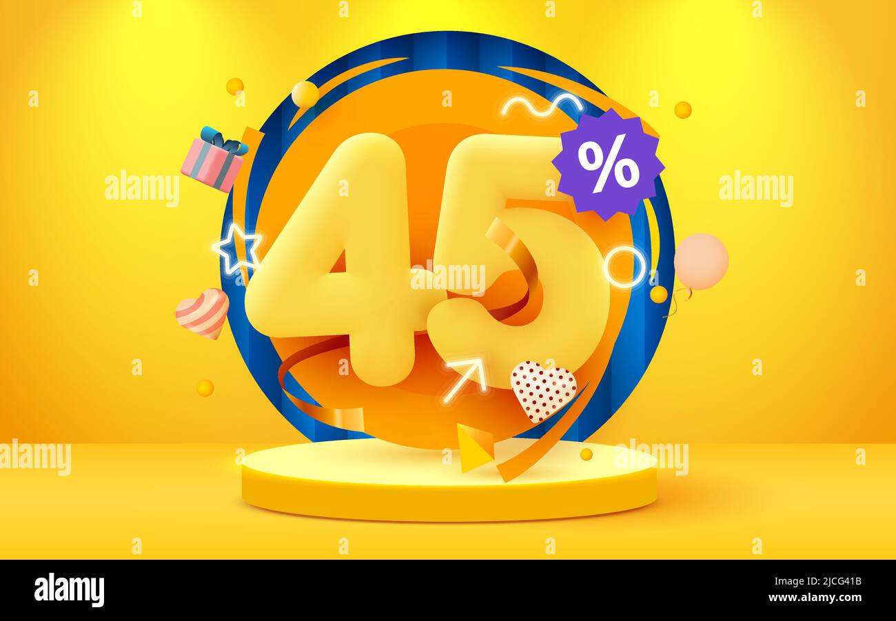 45 percent Off. Discount creative composition. Sale symbol with ...