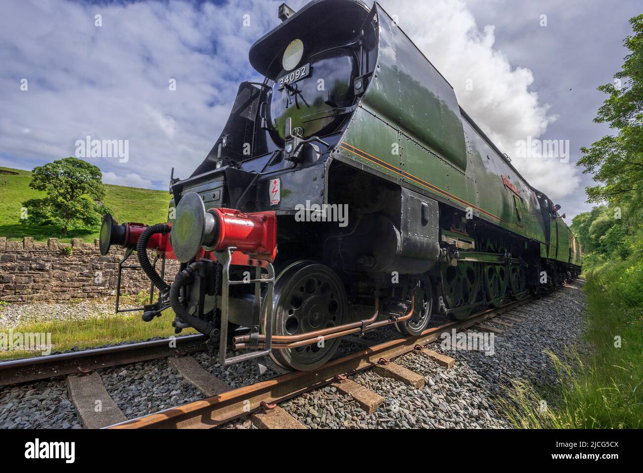 Heritage steam locomotive City of Wells pulls into Irwell Vale Halt on ...