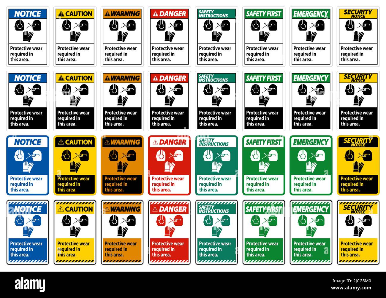 Wear Protective Equipment In This Area With PPE Symbols Stock Vector ...