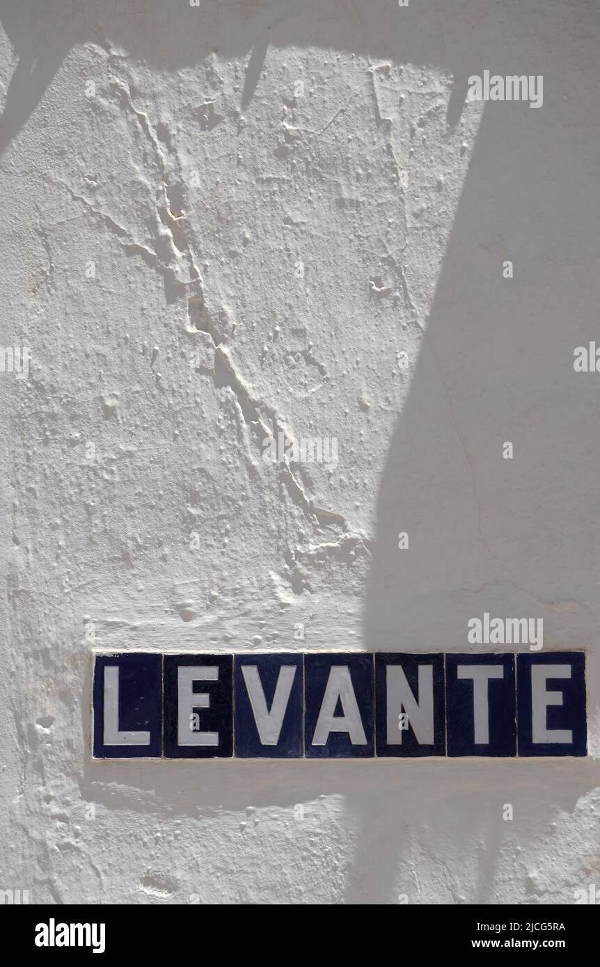 Levante word in a whitewashed wall a sunny day Stock Photo - Alamy