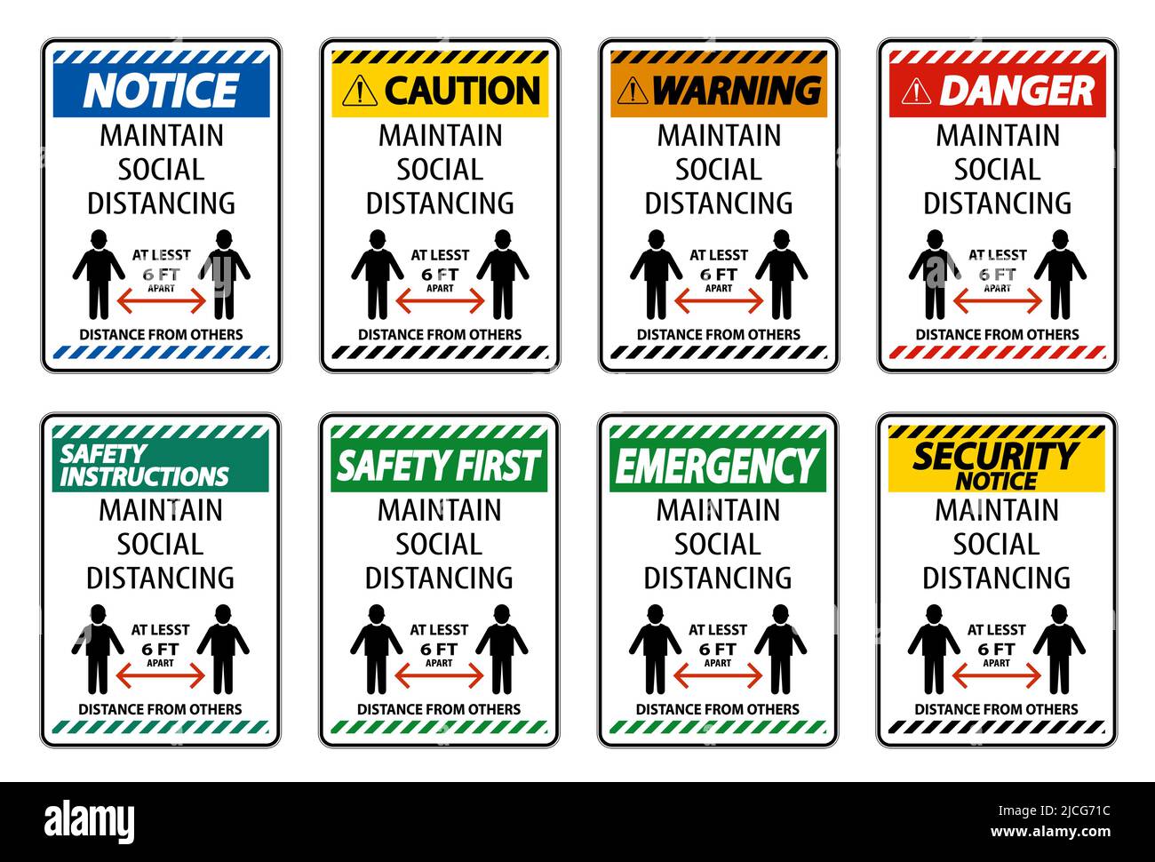 Maintain Social Distancing At Least 6 Ft Sign On White Background ...