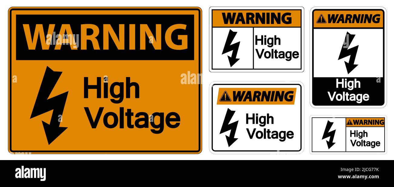 Warning High voltage Sign Isolate On White Background,Vector ...