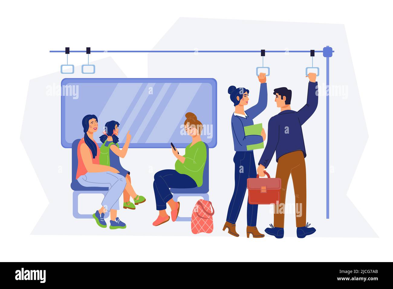 Passengers standing on subway Cut Out Stock Images & Pictures - Alamy